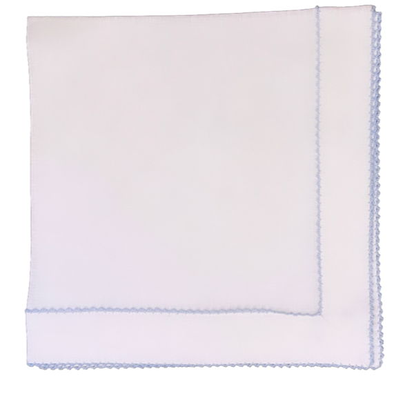 Powder Blue Trim Picot Dinner Napkins – HempsteadThread